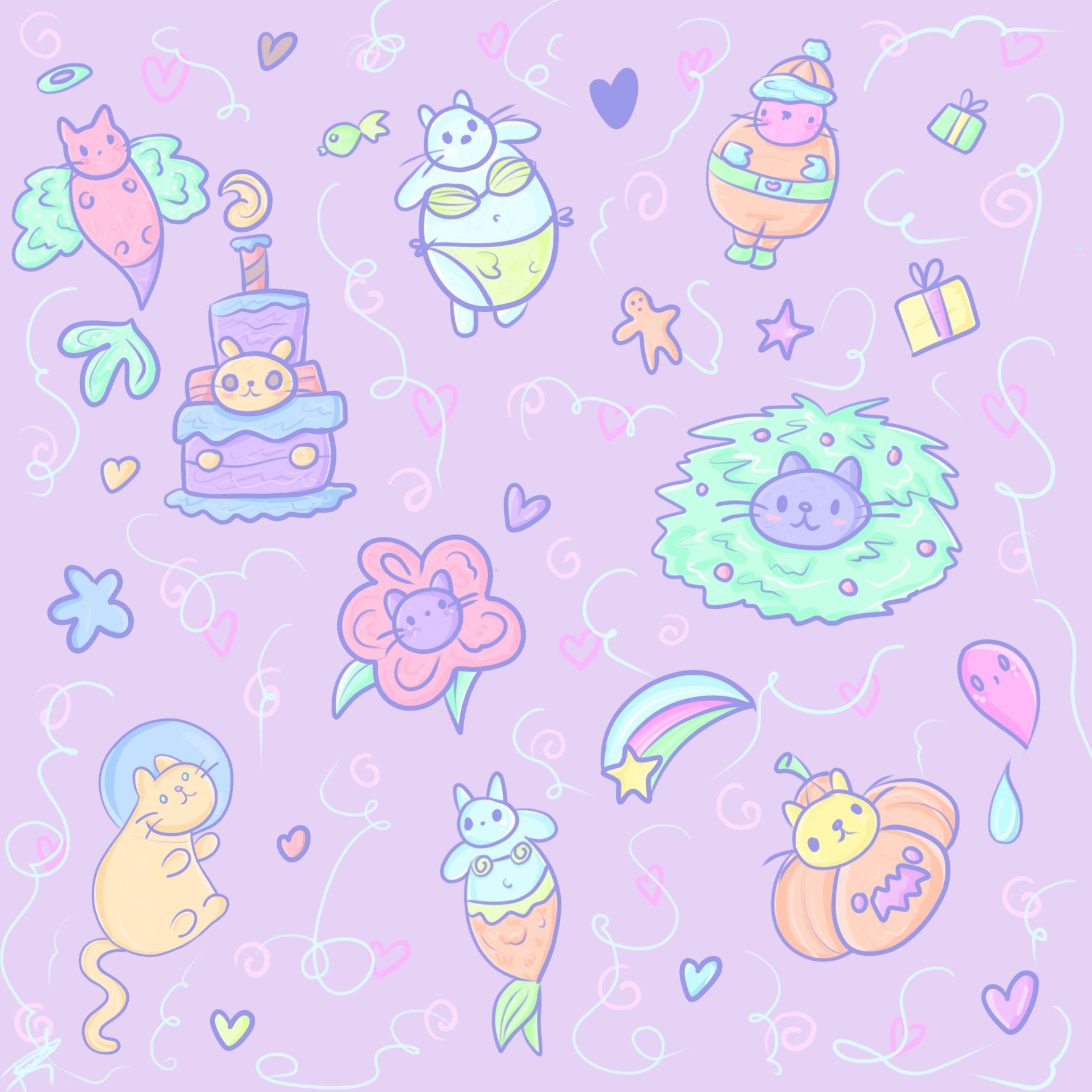 Printable Cats Card - Etsy