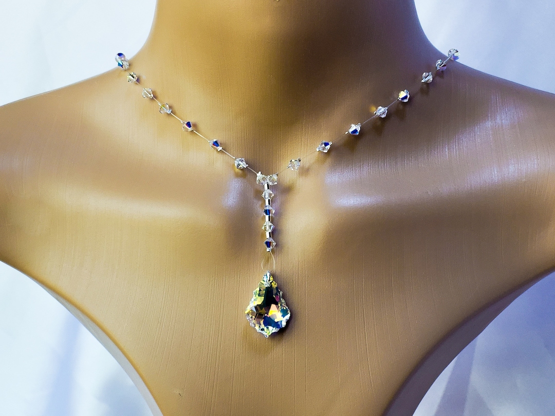 Handmade Lariat Floating Crystal Necklace. Bridgerton Style. - Etsy