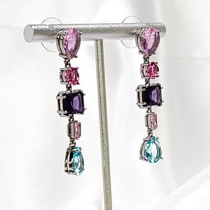 Swarovski Like Multi-colored Necklace. Gema. Contemporary Look Crystal ...