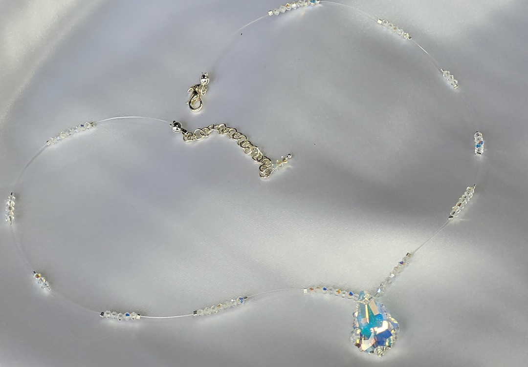 Romantic Swarovski Floating Crystal Necklace. Bridesmaids Gift. - Etsy