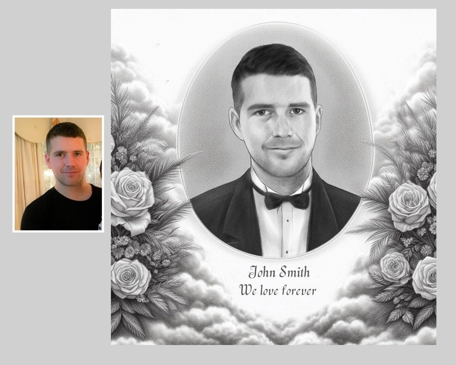 Hand Drawn Realistic Memorial Pencil Portrait From Your Photo, Custom ...