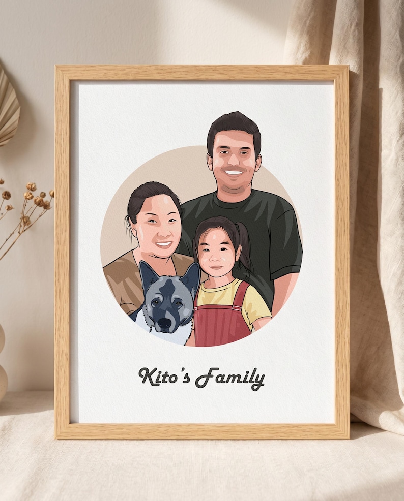Custom Family Portrait From Photo, Cartoon Portrait, Personalized ...