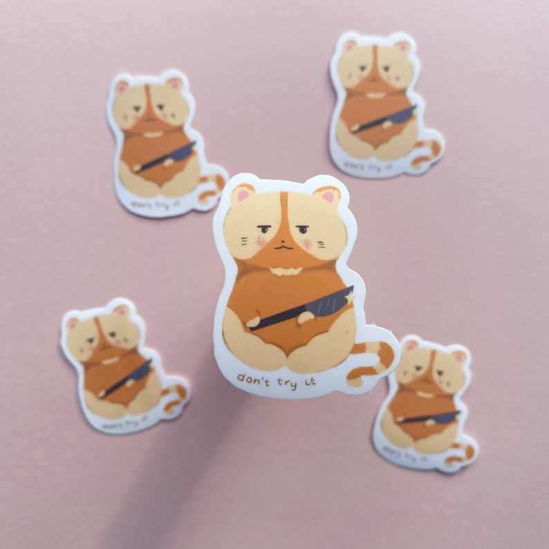 Mildly Annoyed Kitty Die Cut Sticker Kawaii Stickers Vinyl - Etsy