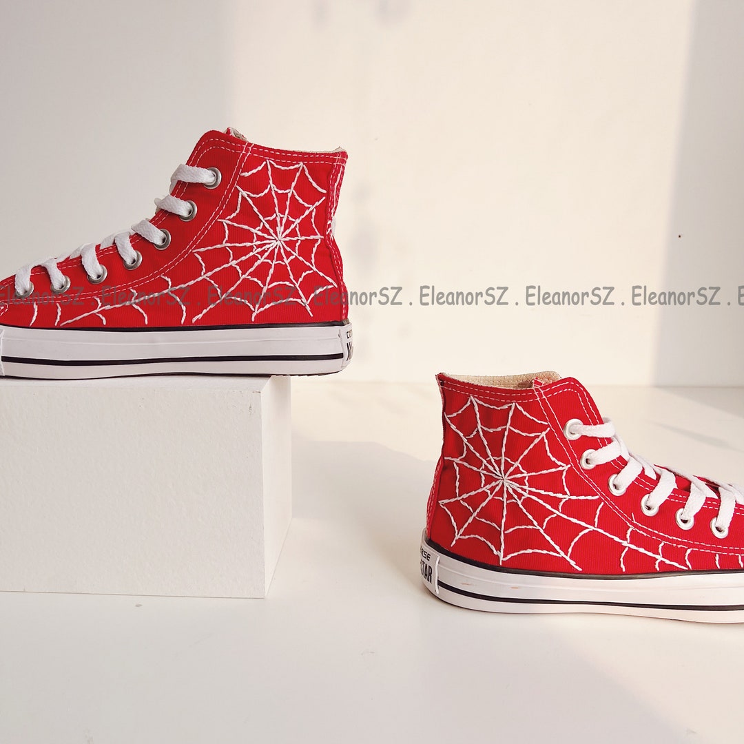Spider Embroidered Shoes Hand Embroidery Flowers Converse - Etsy