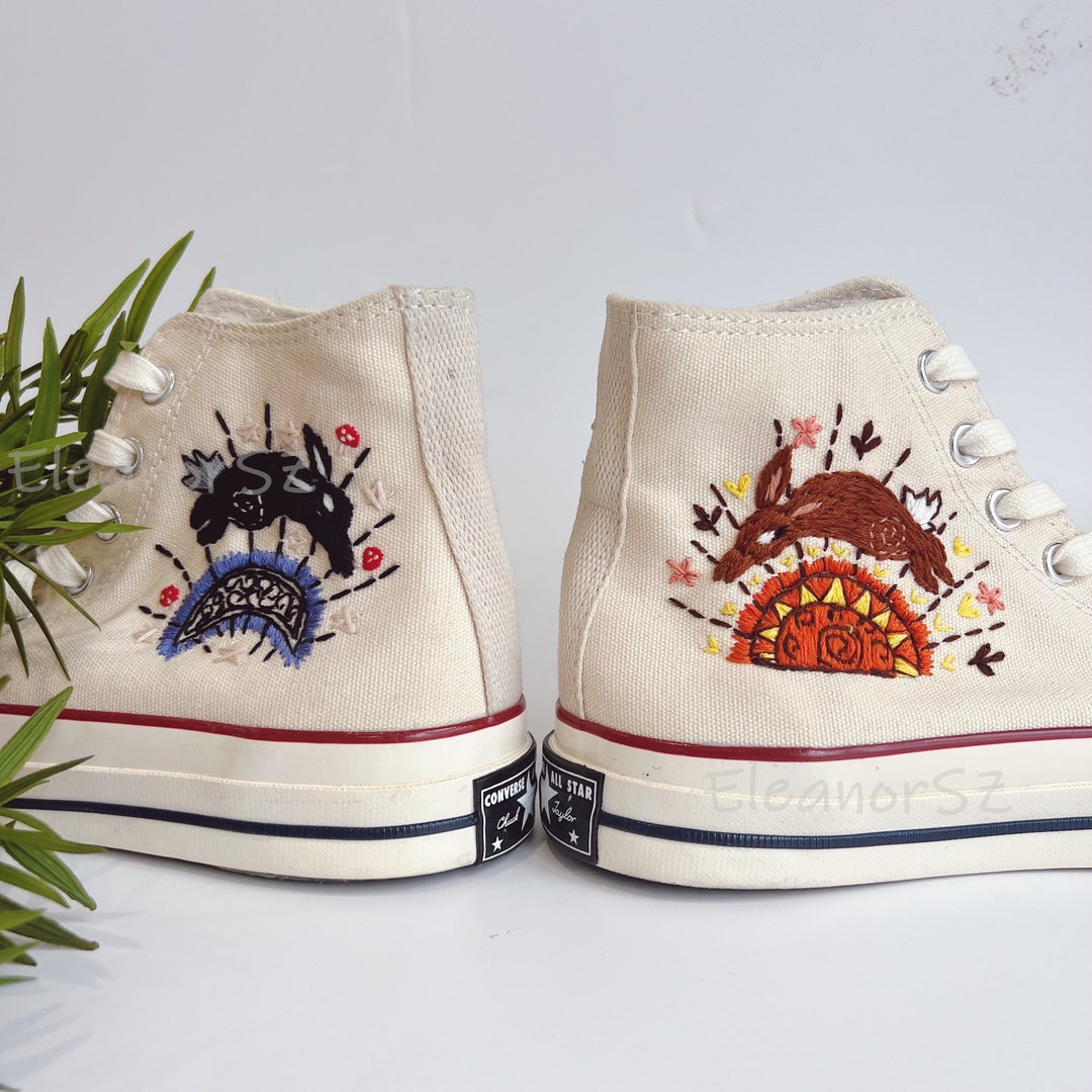 Custom Embroidered Happy Rabbits Converse Shoes for Her Halloween Cute ...