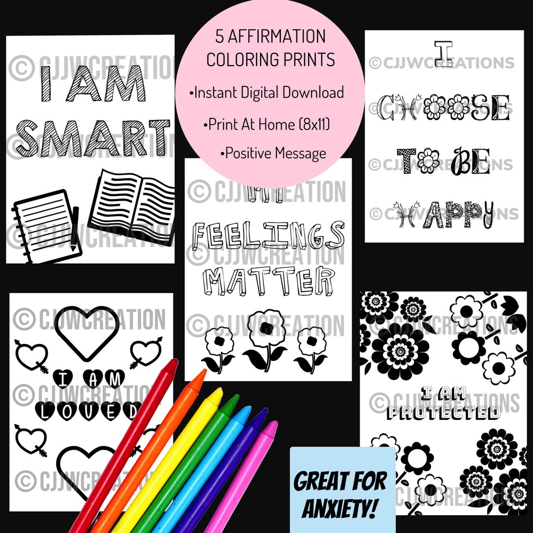 Affirmation Coloring Prints - Etsy