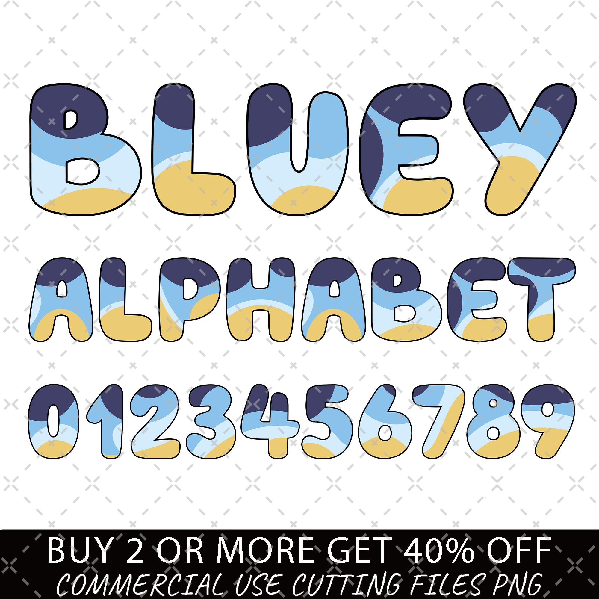 Alphabet SVG PNG Bluey, famille Bluey Png, fichiers de décalcomanie ...