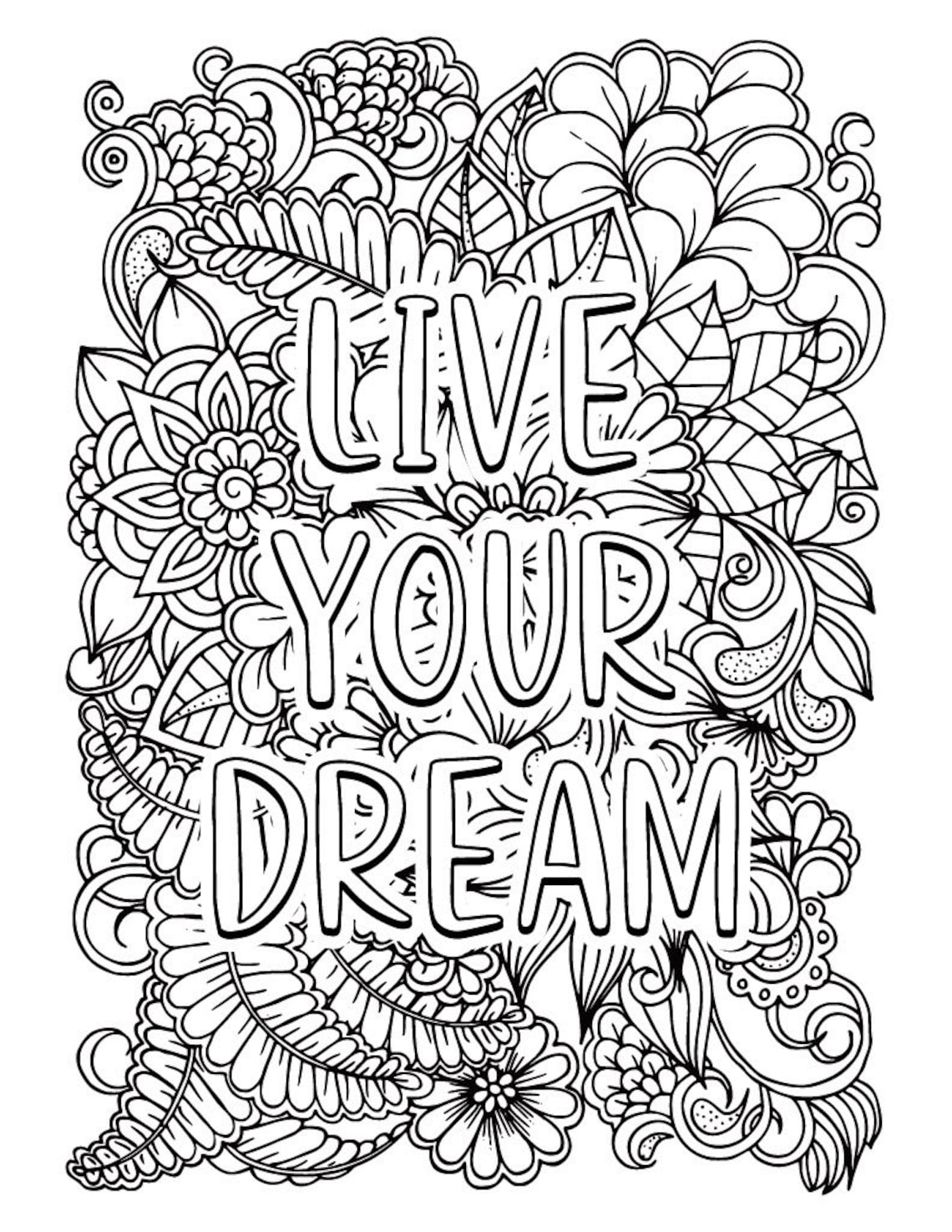 Floral Patterns and Quotes Coloring Pages - Etsy
