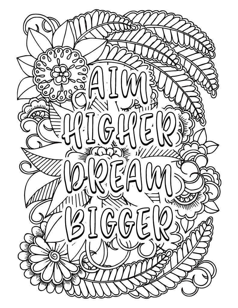 Floral Patterns and Quotes Coloring Pages - Etsy