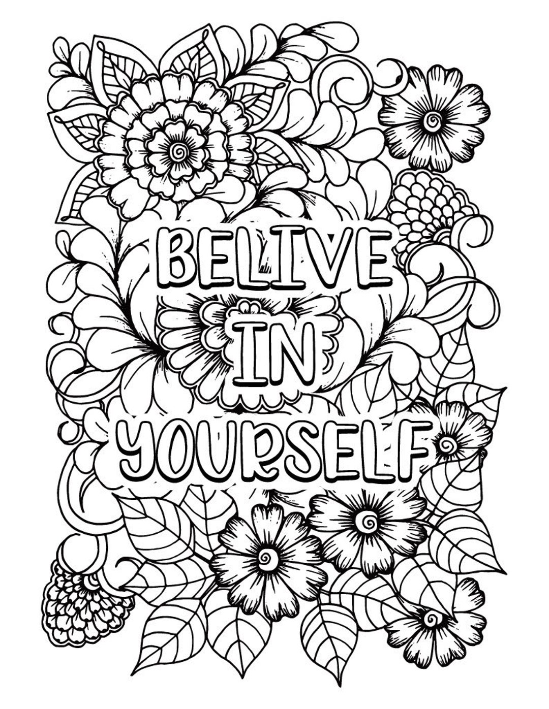 Floral Patterns and Quotes Coloring Pages - Etsy