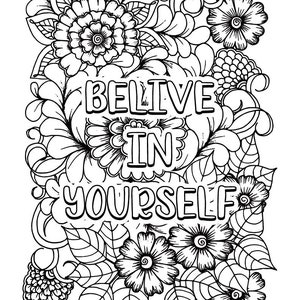 Floral Patterns and Quotes Coloring Pages - Etsy