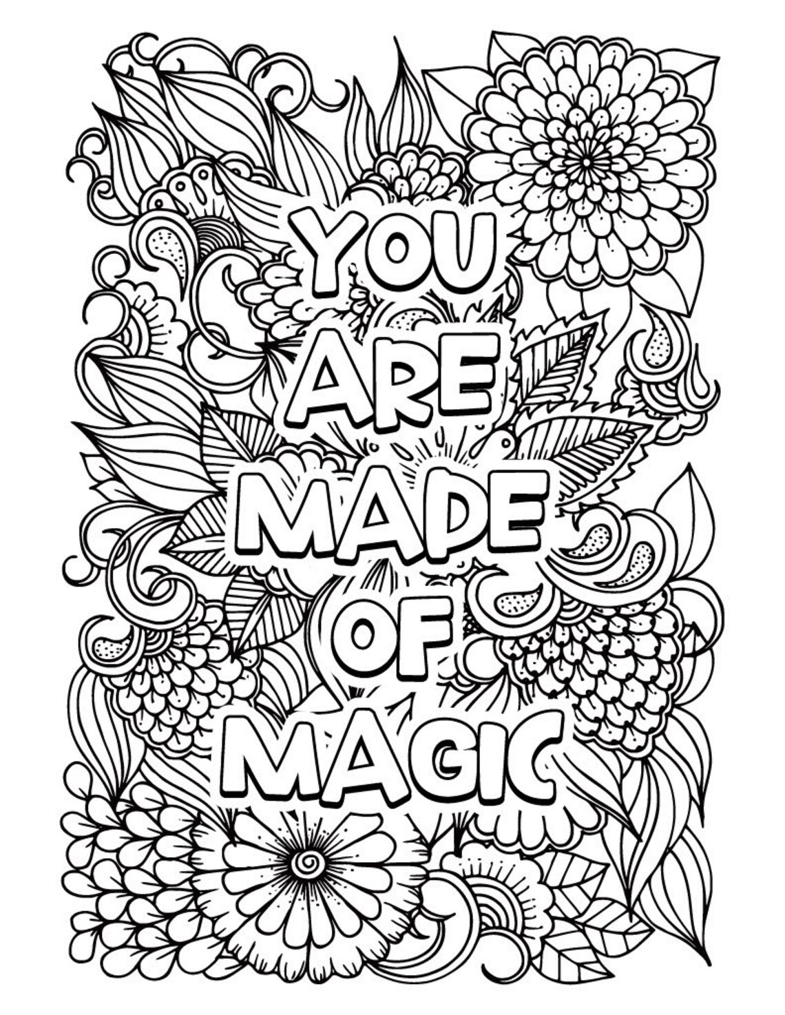 Floral Patterns and Quotes Coloring Pages - Etsy