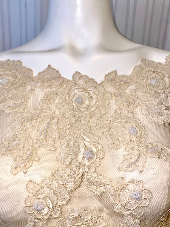 Vintage beaded lace wedding top - Gem