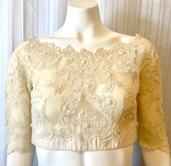 Vintage beaded lace wedding top - Gem