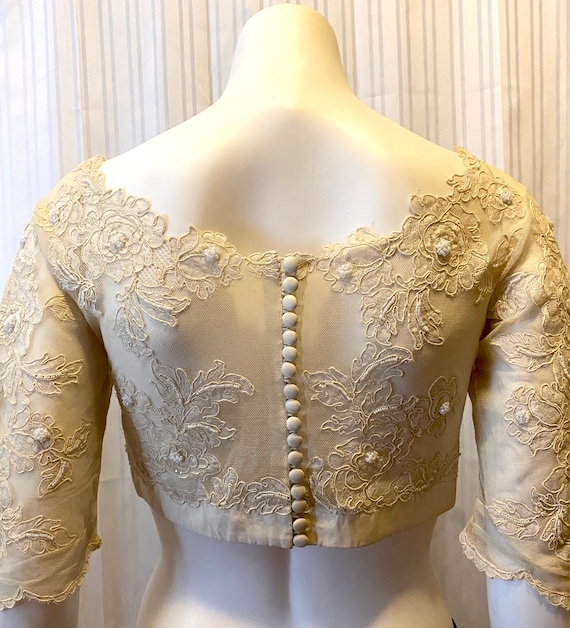 Vintage beaded lace wedding top - Gem