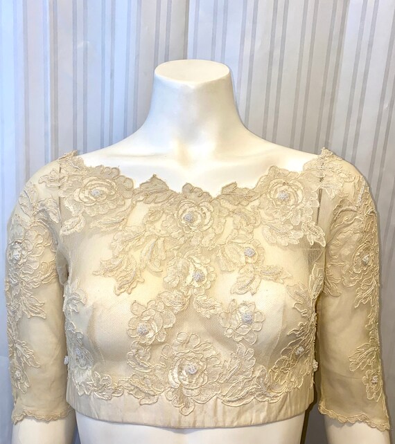 Vintage beaded lace wedding top - Gem