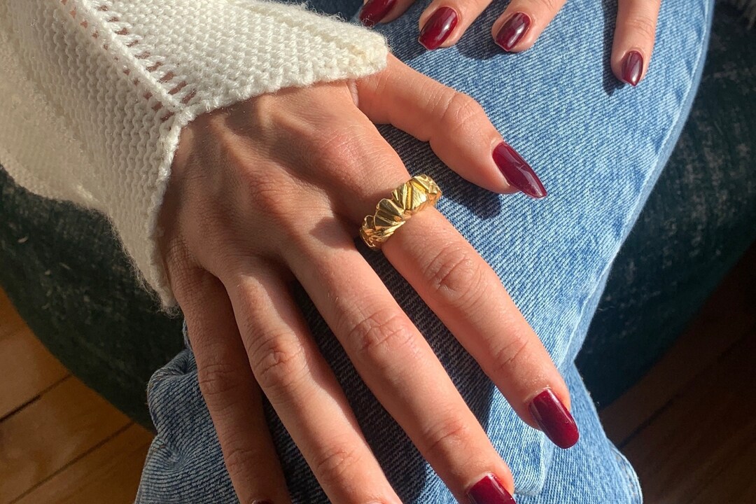 Gold Chunky Organic Big Band Ring, Minimalist Heavy Statement Ring ...