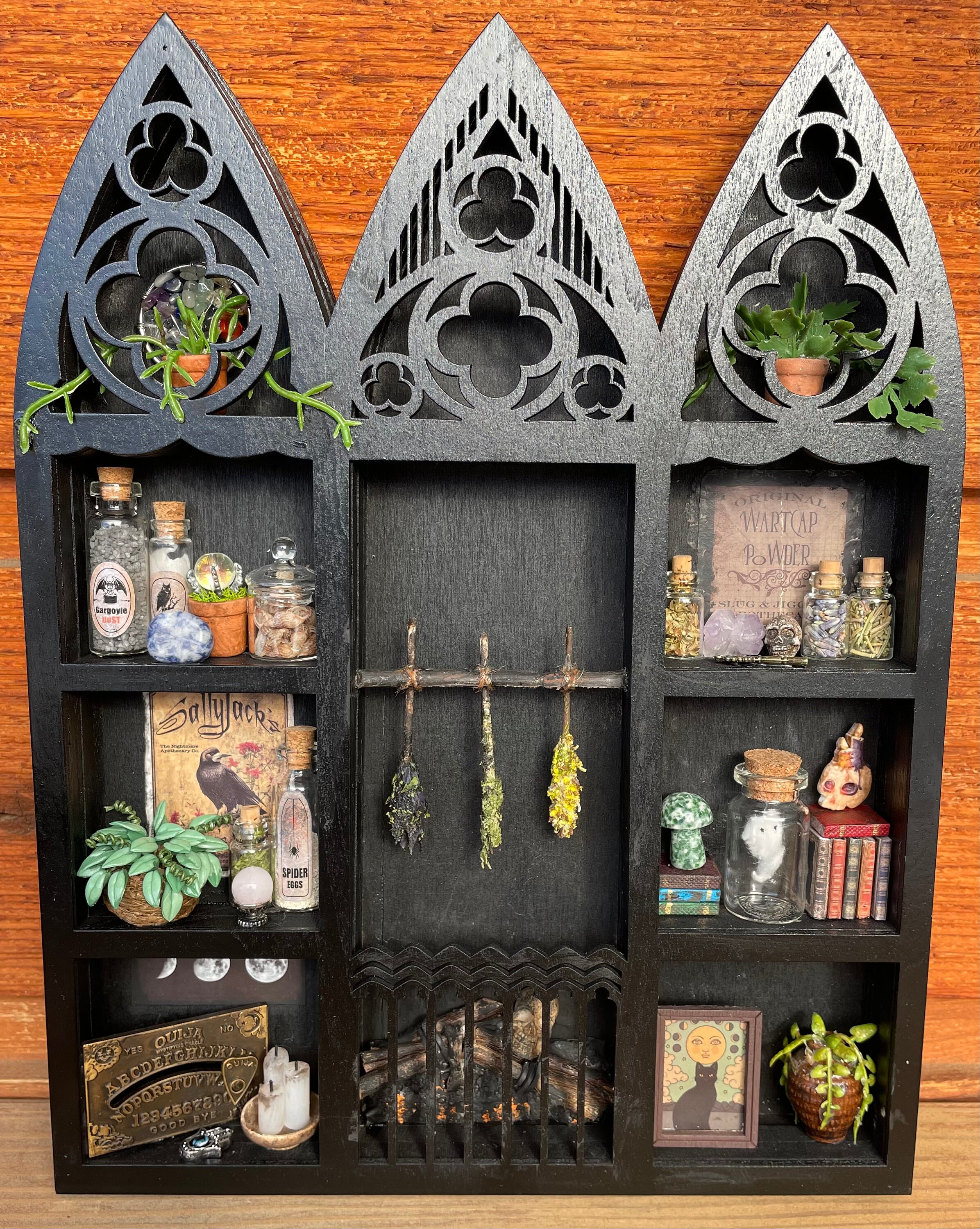 OOAK 1:12 Witch Apothecary Shelf, Includes Working Fireplace, Real ...