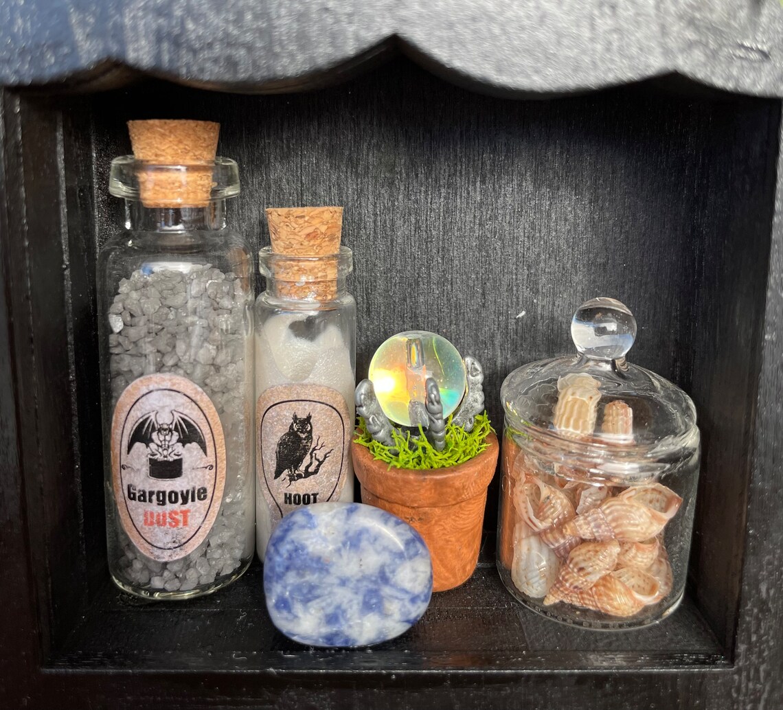 OOAK 1:12 Witch Apothecary Shelf, Includes Working Fireplace, Real ...