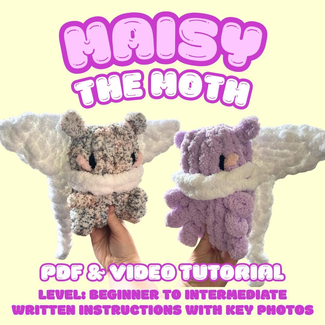 Maisy the Moth Plushie, Chunky Hand Knitting Pattern PDF File, Video ...