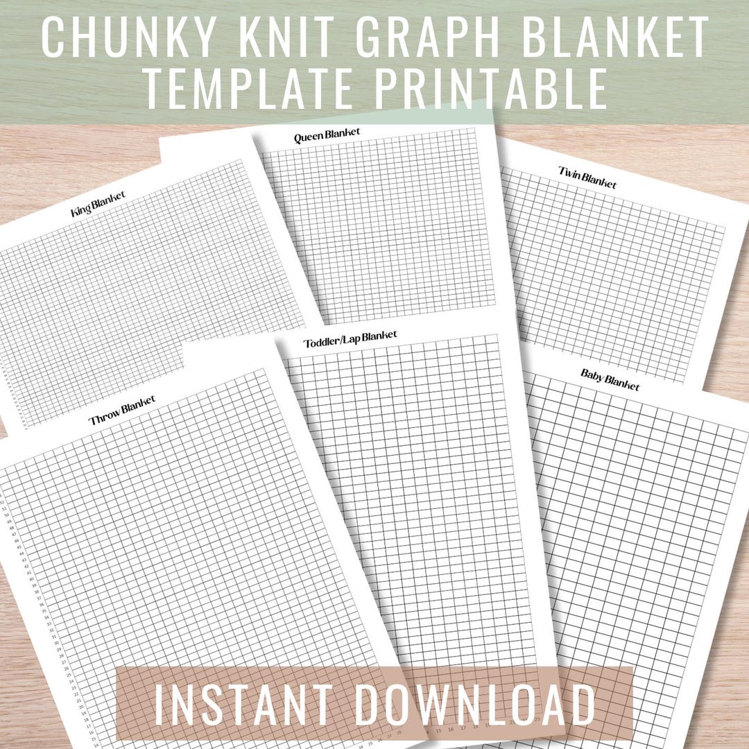Chunky Knit Graph Blanket Templates PNG & PDF | Blanket Size Graphs for ...