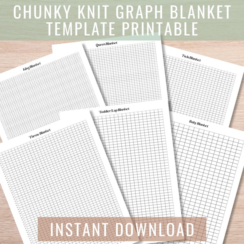 Chunky Knit Graph Blanket Templates PNG & PDF | Blanket Size Graphs for ...