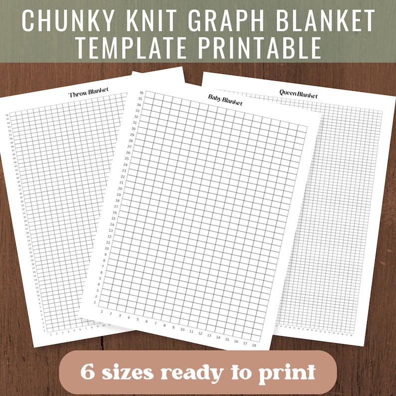 Chunky Knit Graph Blanket Templates PNG & PDF | Blanket Size Graphs for ...