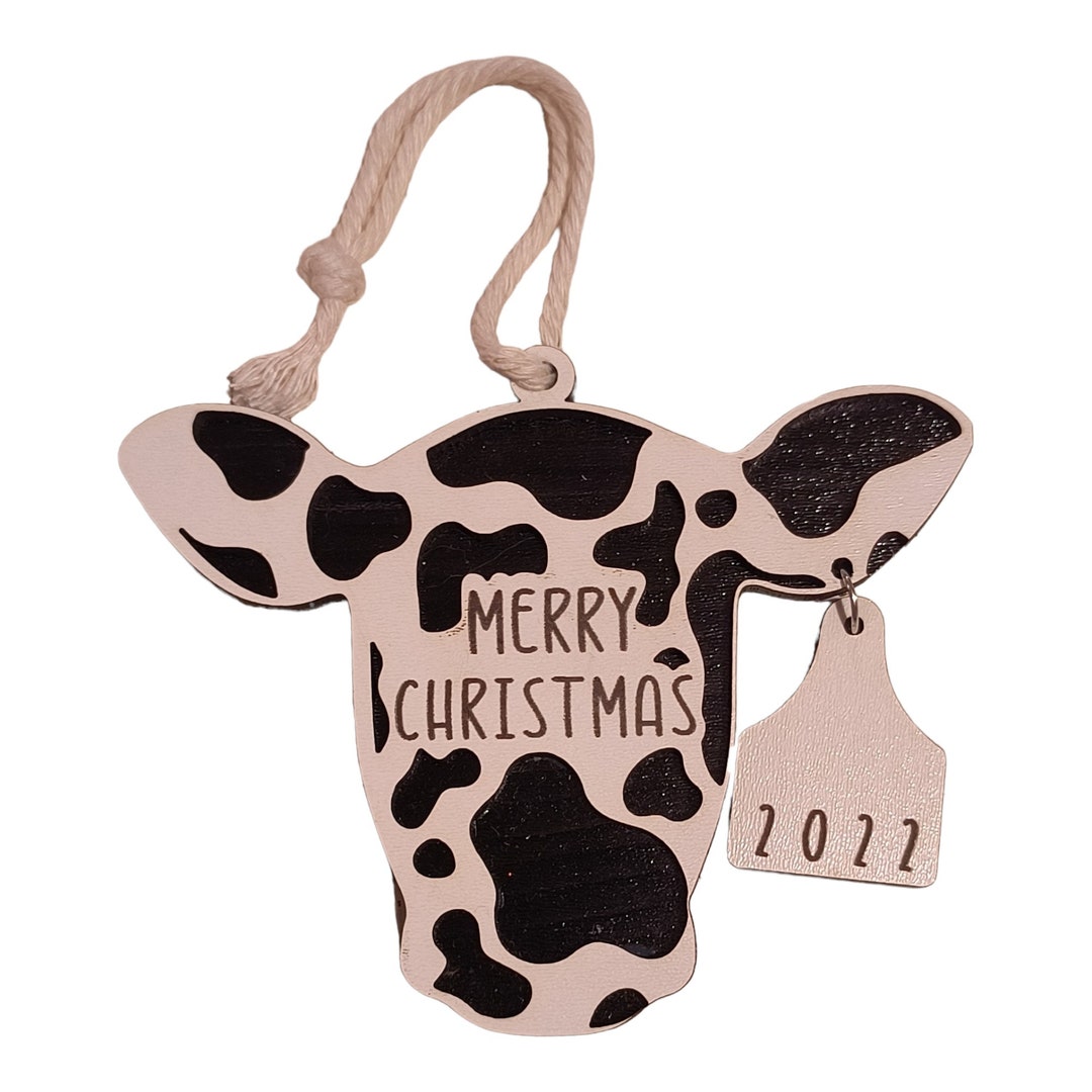 Christmas Cow Ornament - Can Be Personalized! - Etsy