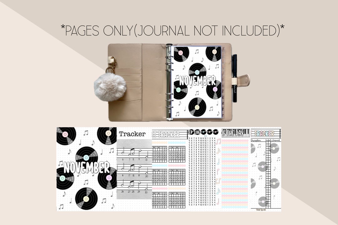 November Music Theme Monthly Set 2024 Journal Spreads - Etsy