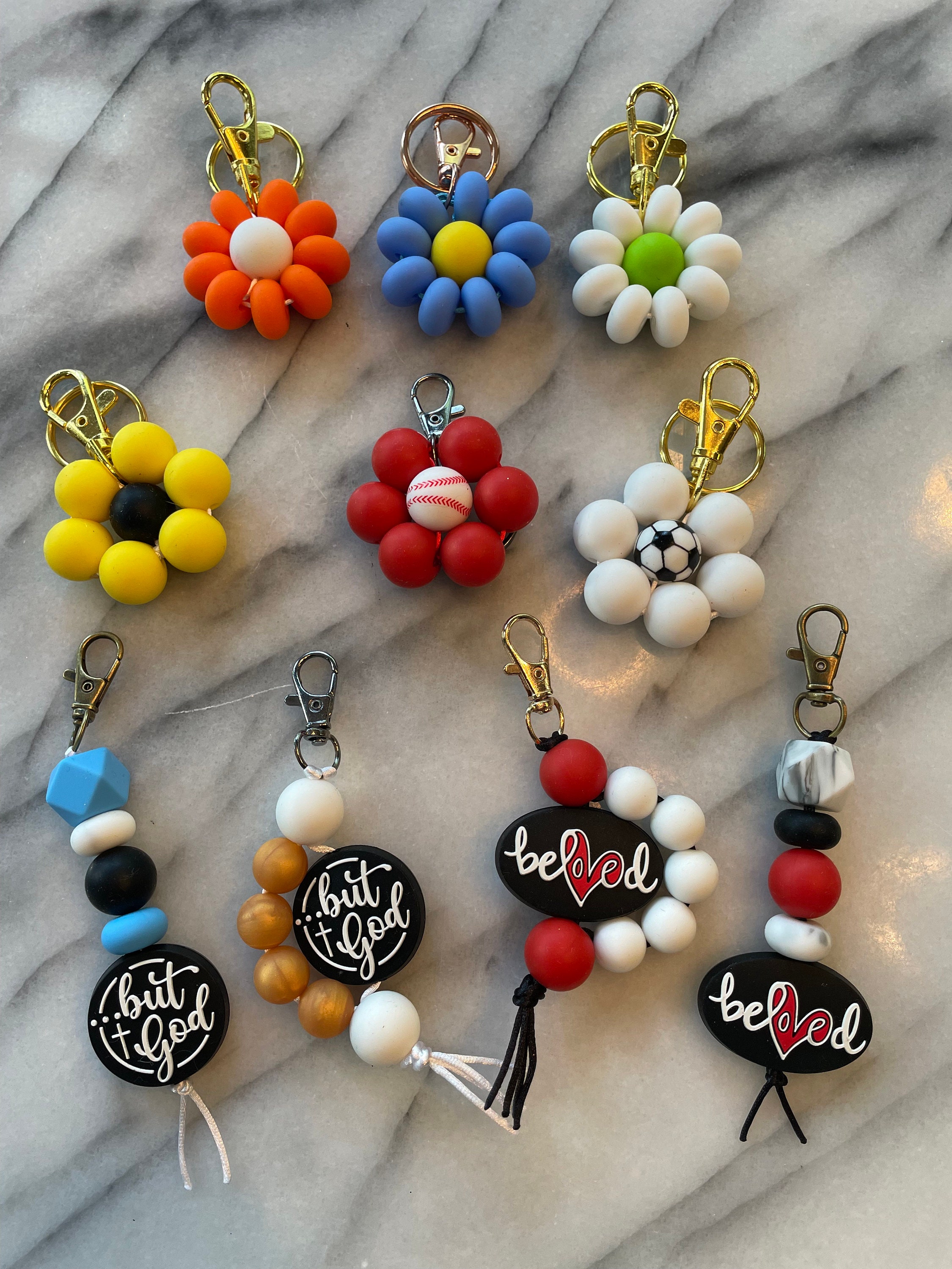 Silicone Beaded Keychains/flower Keychain/christian Keychains - Etsy