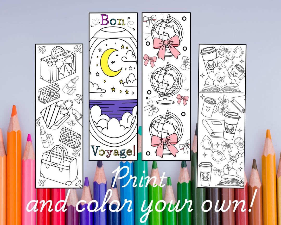 DIY Coloring Printable Bookmarks, for Travel & Book Lovers| Color ...