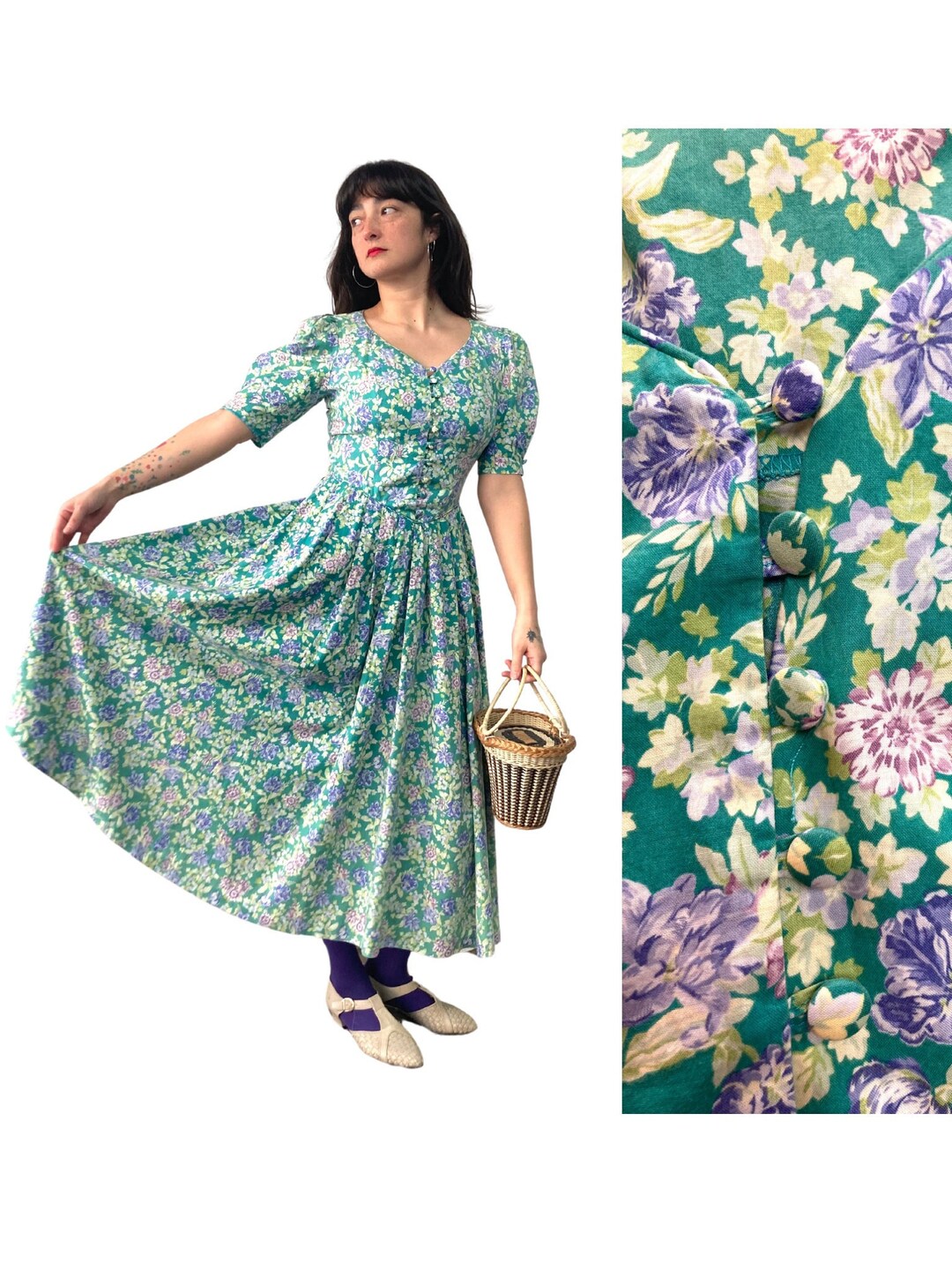 Laura Ashley Liberty of London Victorian Edwardian Prairie Midi Dress ...