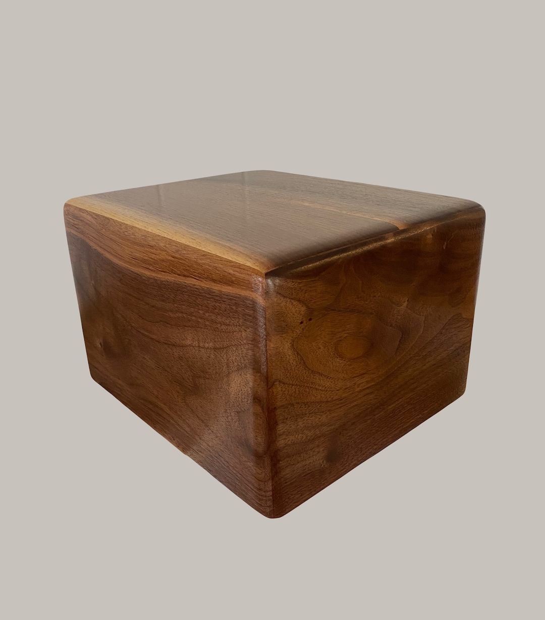 Minimalist Cremation Urn-black Walnut, Rounded Edges, for Adult Human ...