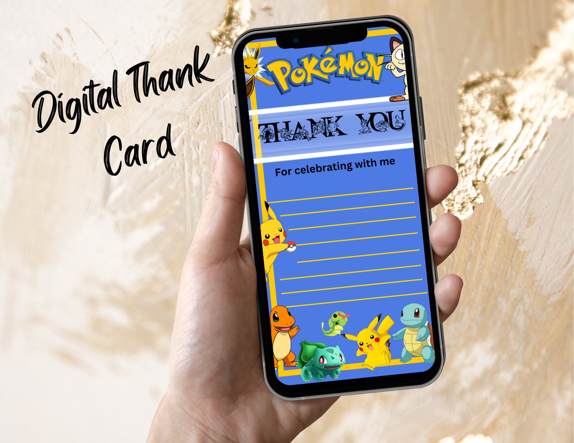 Pokémon Thank You Card Pokémon Appreciation Birthday - Etsy