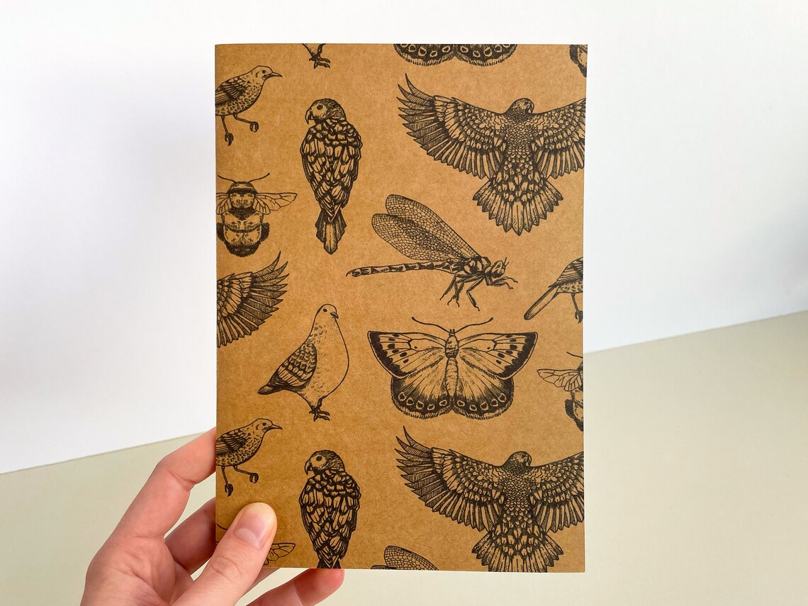 A5 Kraft Notebook | 140gsm Plain Paper | Endangered Bird and Insect ...