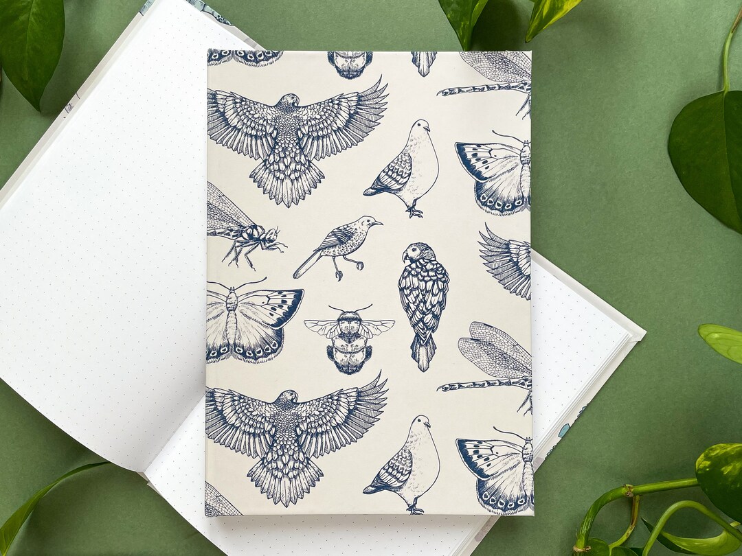 Handmade Dotted Notebook A5 | Endangered Birds and Insects Cover Design ...