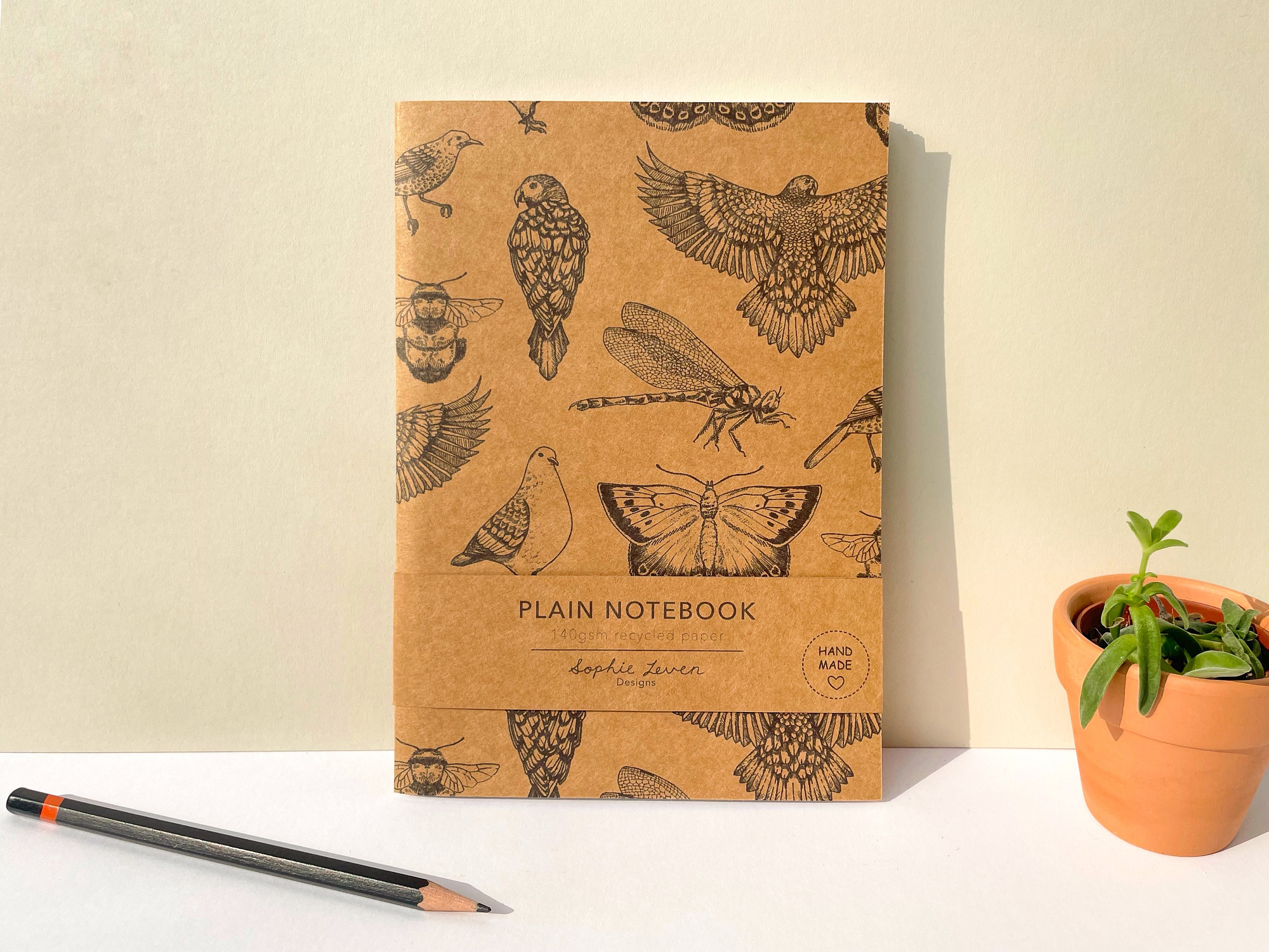 A5 Kraft Notebook | 140gsm Plain Paper | Endangered Bird and Insect ...