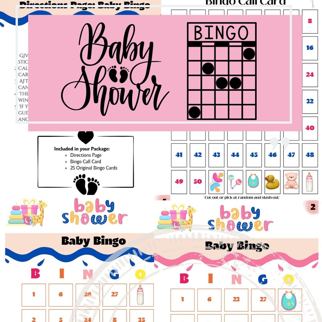 Baby Shower Bingo Game | 25 Unique Cards - Etsy