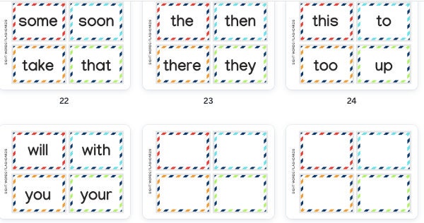 100 Dolch Sight Words Downloadable Sight Word Printable - Etsy