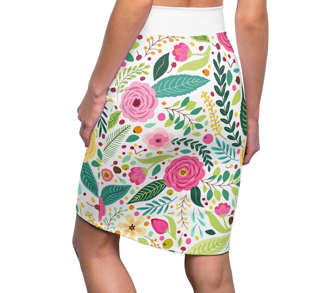 Floral Women's Pencil Skirt Summer Flower Skirt - Etsy