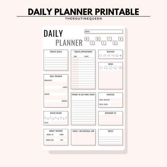 Daily Planner PDF Page Printable | Etsy