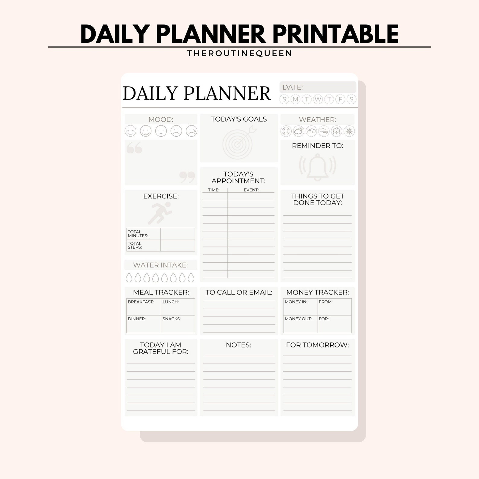 Daily Planner Printable PDF Printable - Daily Planner Unlimited Prints ...