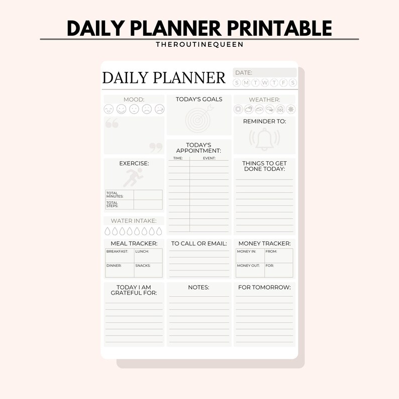 Daily Planner Printable PDF Printable - Daily Planner Unlimited Prints ...