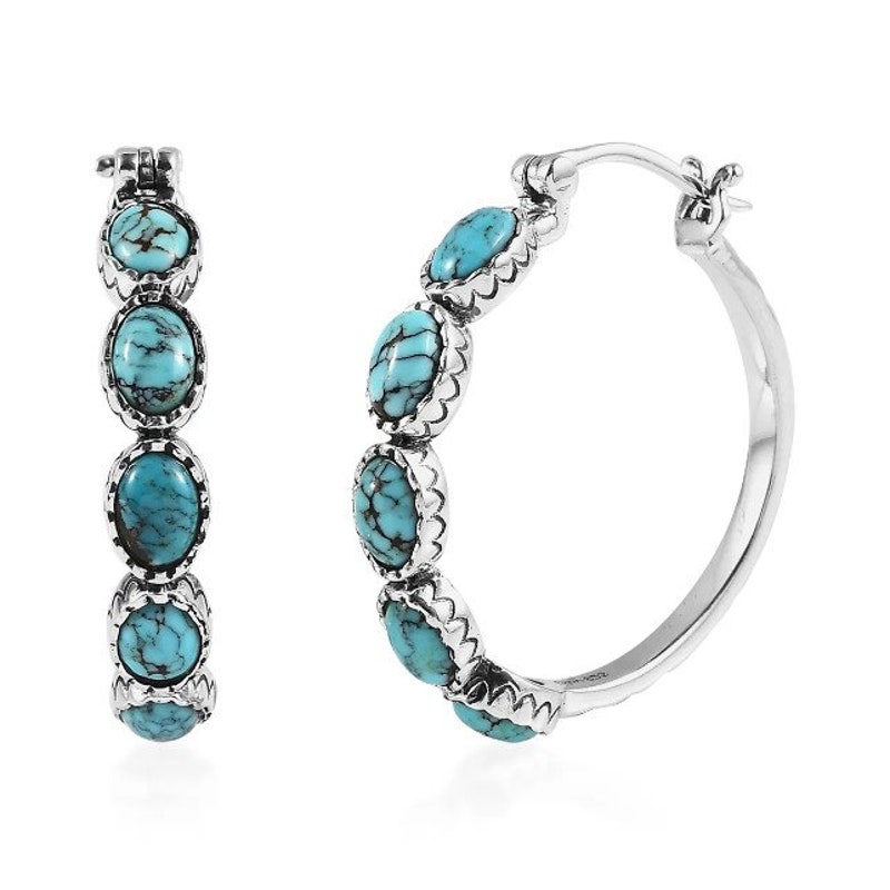 Turquoise Hoop Earrings - Etsy