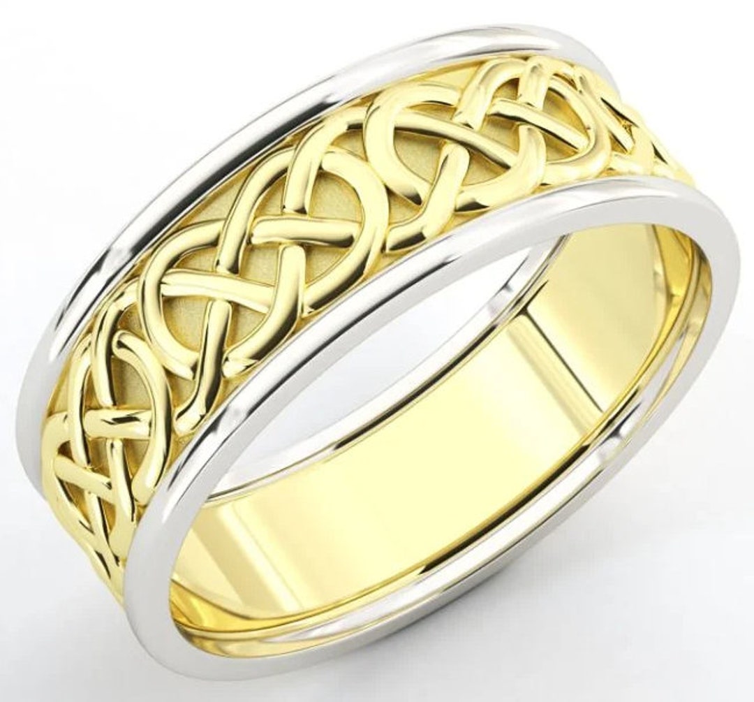 Celtic Eternity Knot Band, 14K Gold Over Sterling Silver, Celtic Knot ...