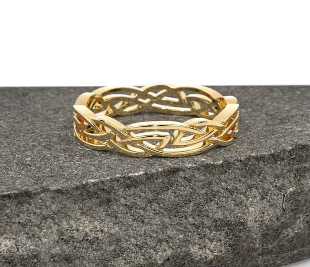Celtic Forever Band Ring, Celtic Wedding Band, 14K Gold Over Sterling ...
