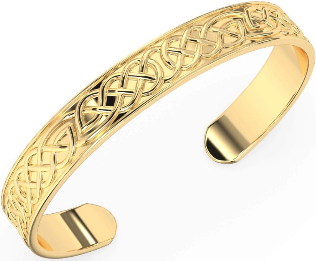 Handcraft 14k Gold Viking Celtic Knot Cuff Bracelet, Design Infinity ...