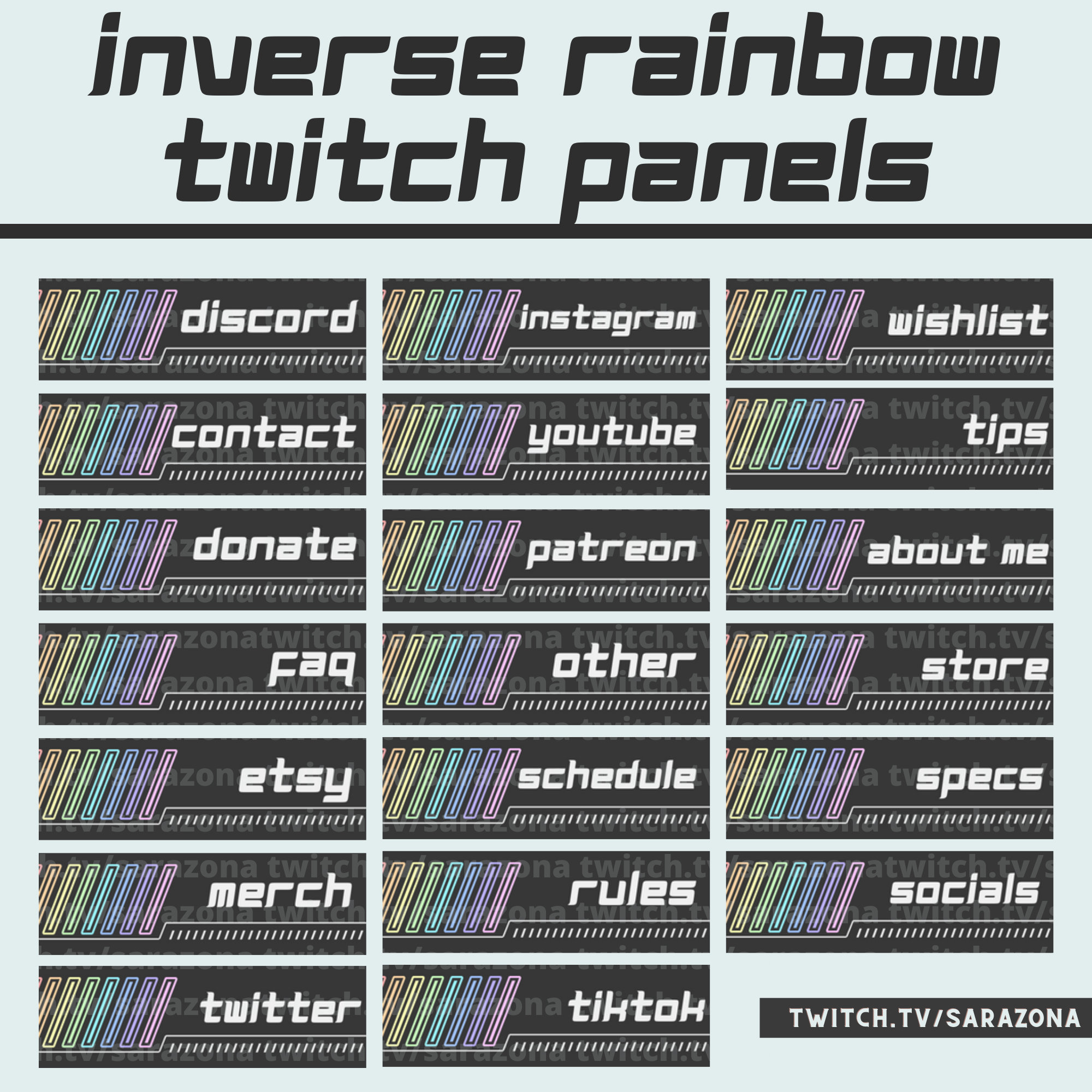Inverse Rainbow Twitch Panels - Etsy