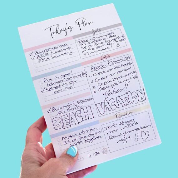 Todays Plan Tear-away Note Pad 60 Sheets - Etsy