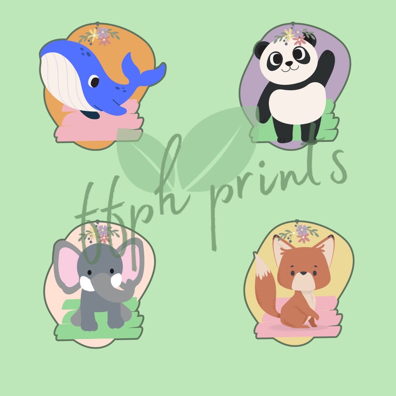 Animals Stickers, Print and Cut Digital PNG Sticker Sheet, 10 Different ...